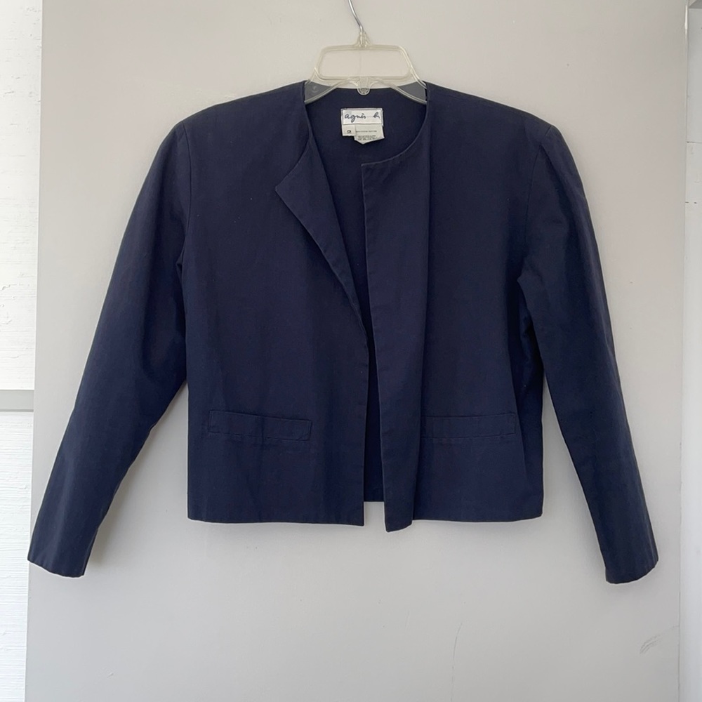 Vintage Agnesb Navy Blue Collarless Jacket - Gem